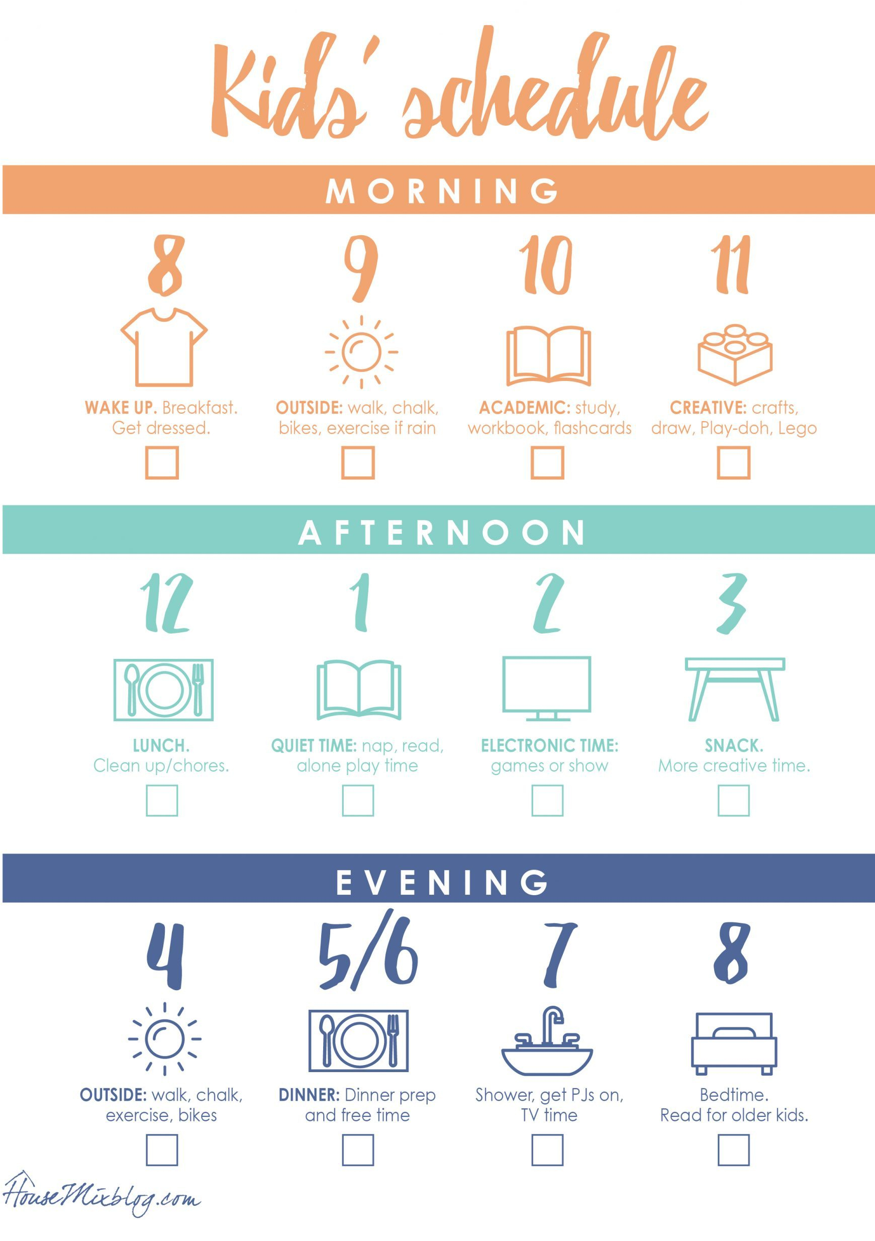 Kids-stay-at-home-schedule-by-hour-printable-with-checklist-summer ...